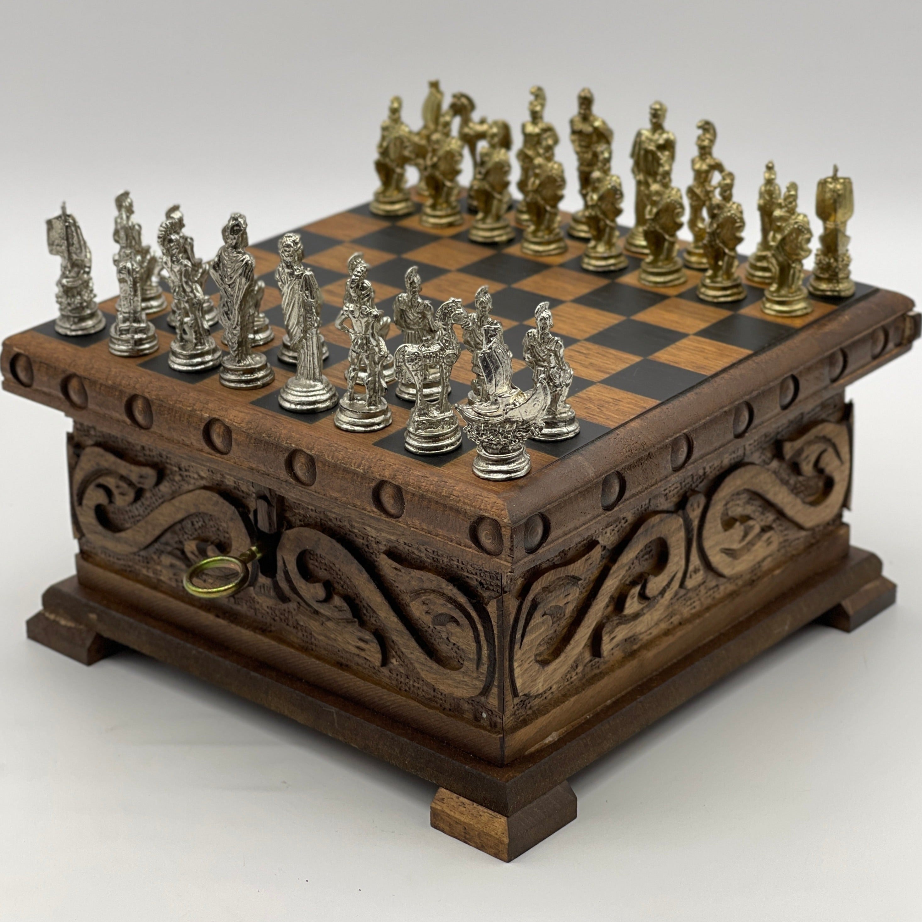 Puzzle Chess Set Hidden Compartment Personalized Chess Set AsyaWoodArt