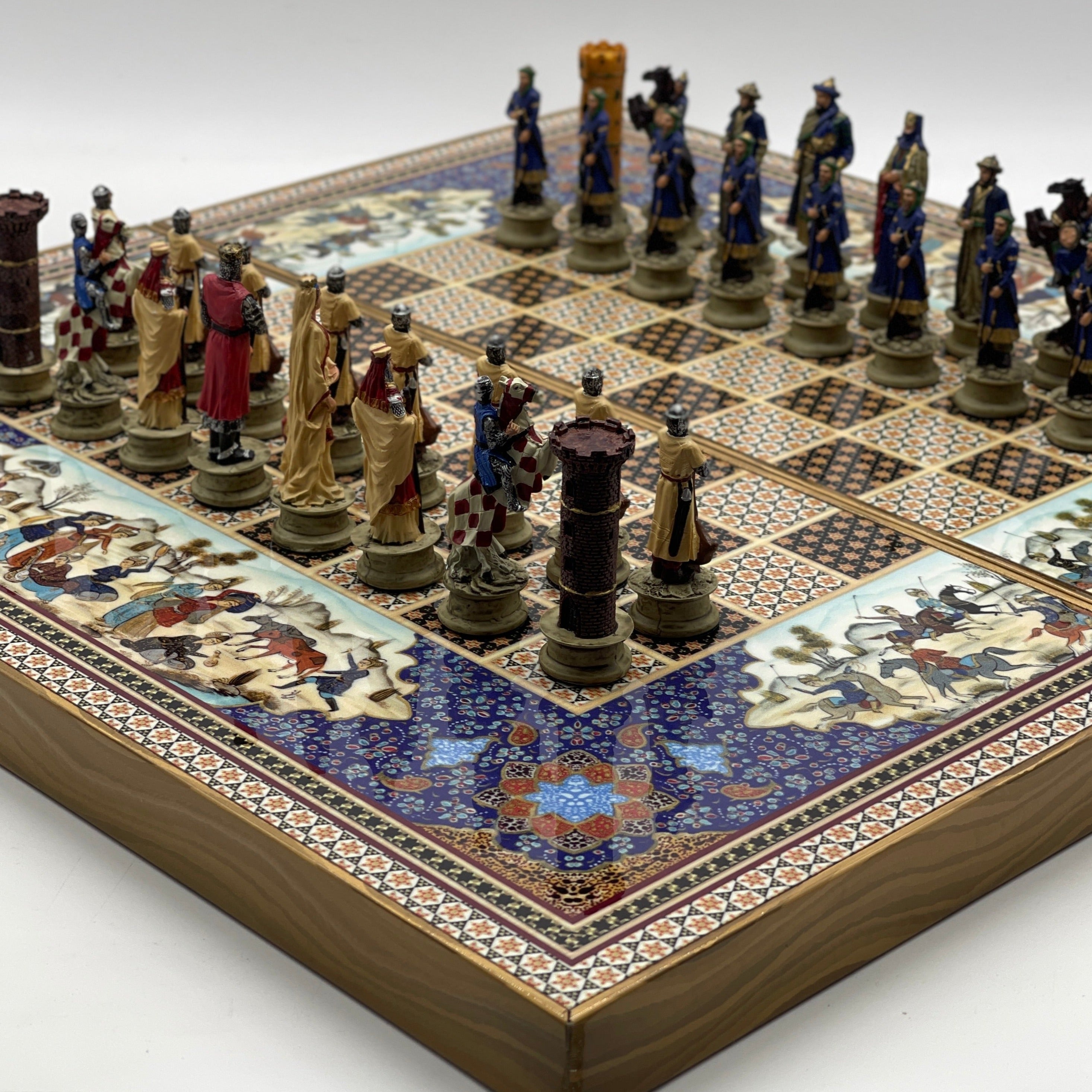 Persian Khatam Turkish Backgammon Set & Polyester Chess Pieces ...