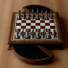 Chess Set with 360 Degree Walnut Chess Set with Metal Chess Pieces ...